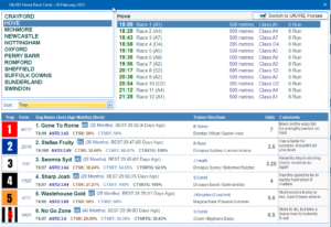 UK Greyhound Racing Race Cards - The Bet Machine